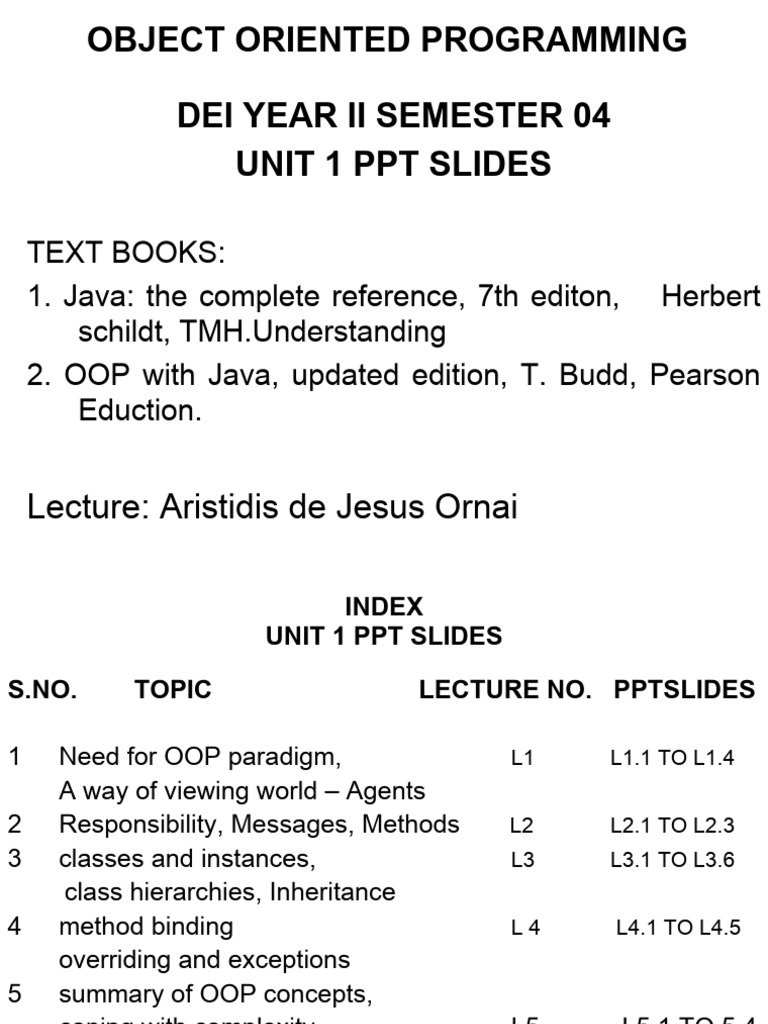 24 2024 Par EI0204406 UNIT 1 | PDF | Inheritance (Object Oriented ...