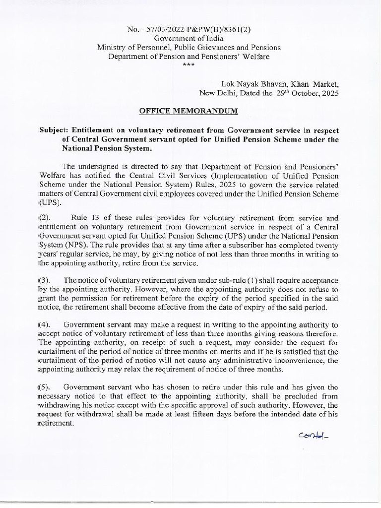 Voluntary Retirement Rules for UPS NPS | PDF | Retirement | Pension