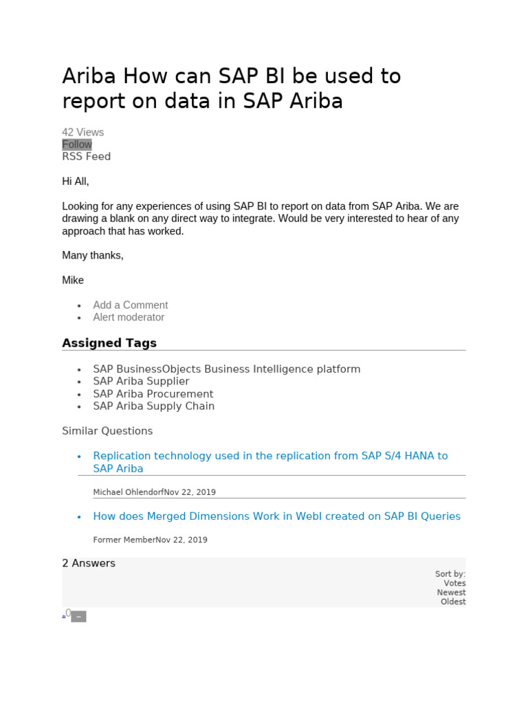 Ariba How Can SAP BI Be Used To Report On Data in SAP Ariba | PDF