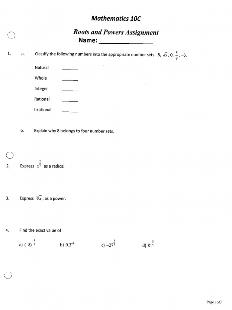 Roots and Powers Assignment 2017 | PDF