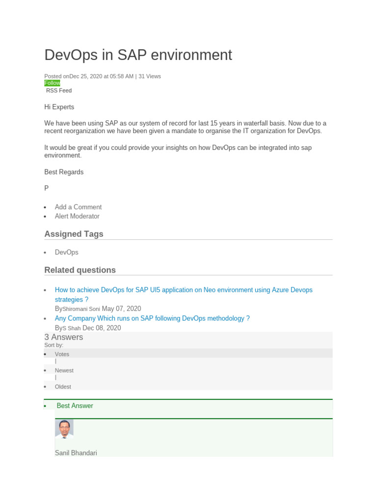DevOps in SAP Environment | PDF | Agile Software Development | Software ...