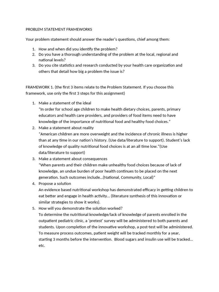Problem Statement Frameworks | PDF | Health Care