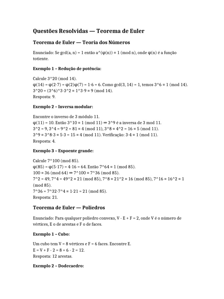 Teorema De Euler Questoes Resolvidas Pdf 7205
