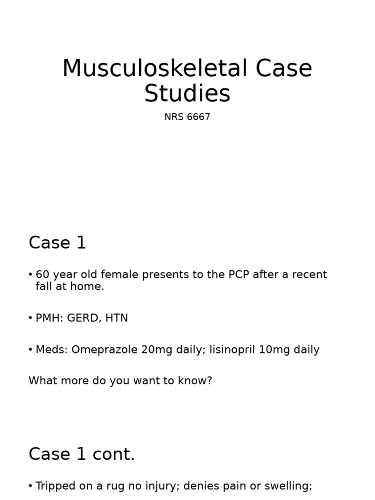 Musculoskeletal Case Studies Overview | PDF | Thorax | Clinical Medicine