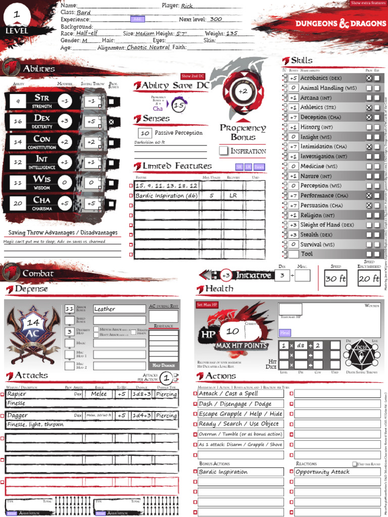 Just Cause Character Sheet, Fillable | PDF | Dungeons & Dragons | Role ...