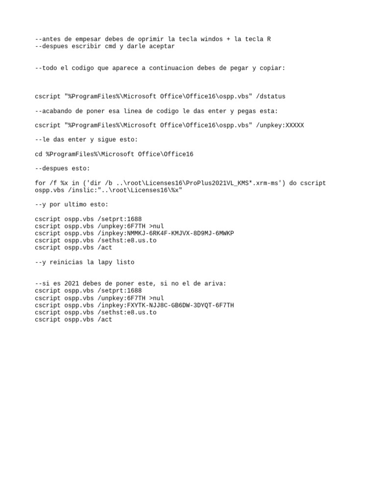Codigo para Liberar Office | PDF