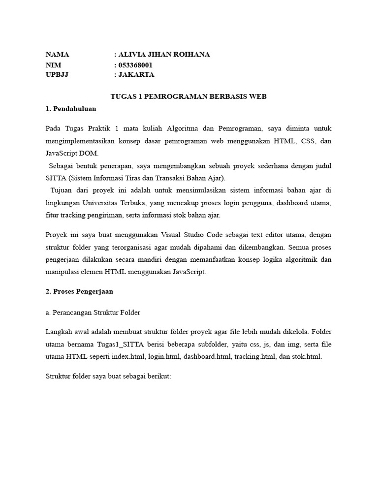 (Revisi) Tugas 1 - Pemrograman Berbasis Web - Alivia Jihan Roihana | PDF