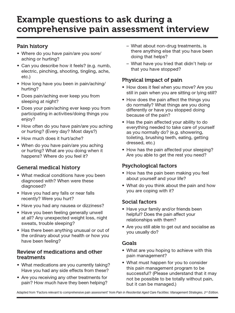 Comprehensive Pain Assessment Guide | PDF | Pain | Medicine