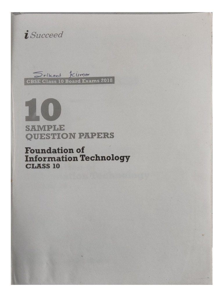 It Book Class 10 Latest CBSE Based Questions Paper | PDF