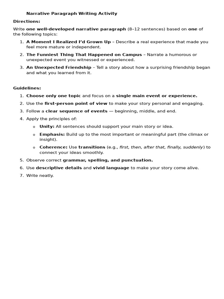 Narrative Writing | PDF | Human Communication | Linguistics