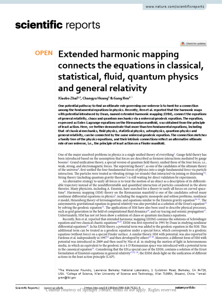 Unifying Physics Through Extended Harmonic Mapping | PDF | Fundamental ...