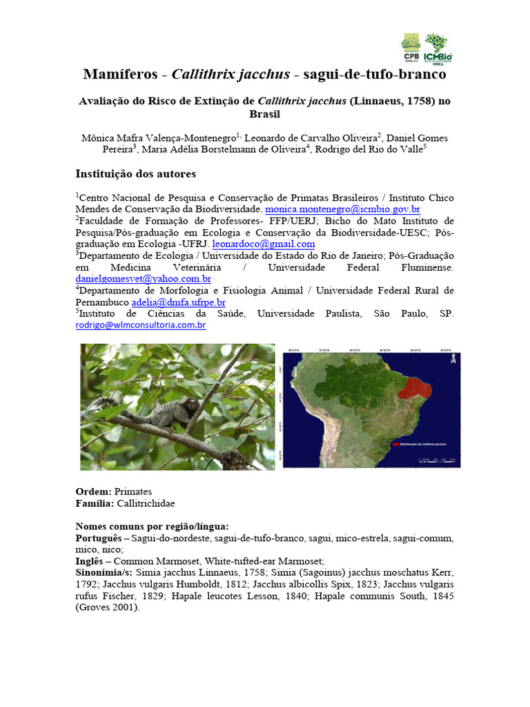 Avaliação de Risco: Callithrix jacchus | PDF