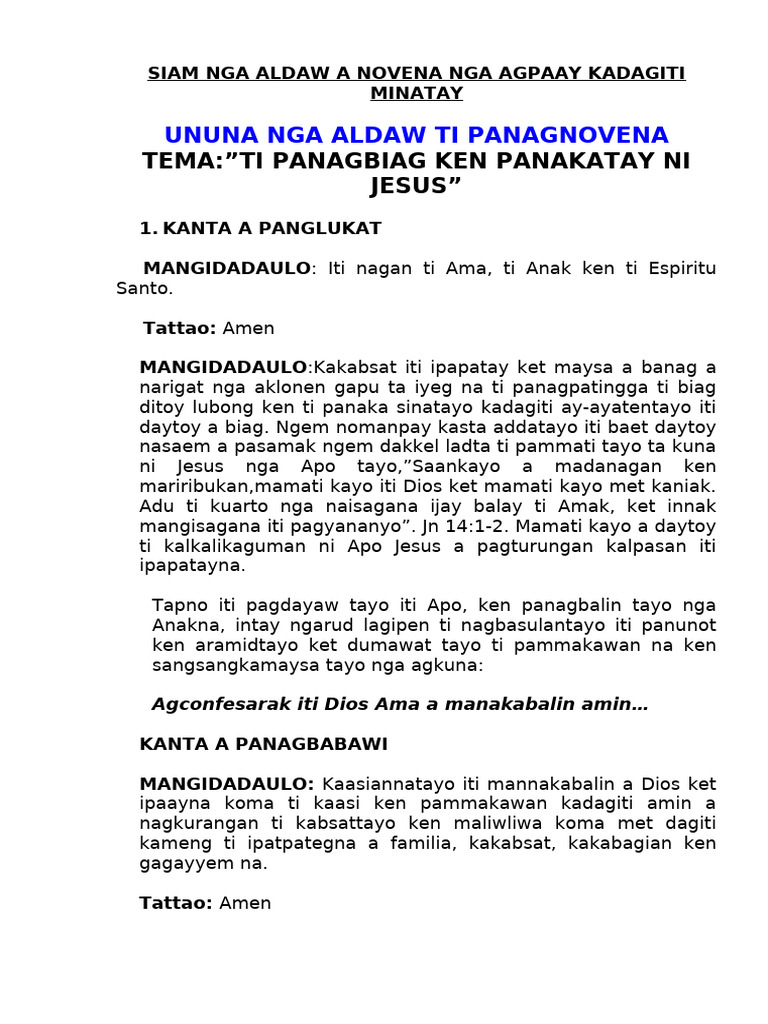 Siam Anga Aldaw A Novena Nga Agpaay Kadagiti Minatay | PDF