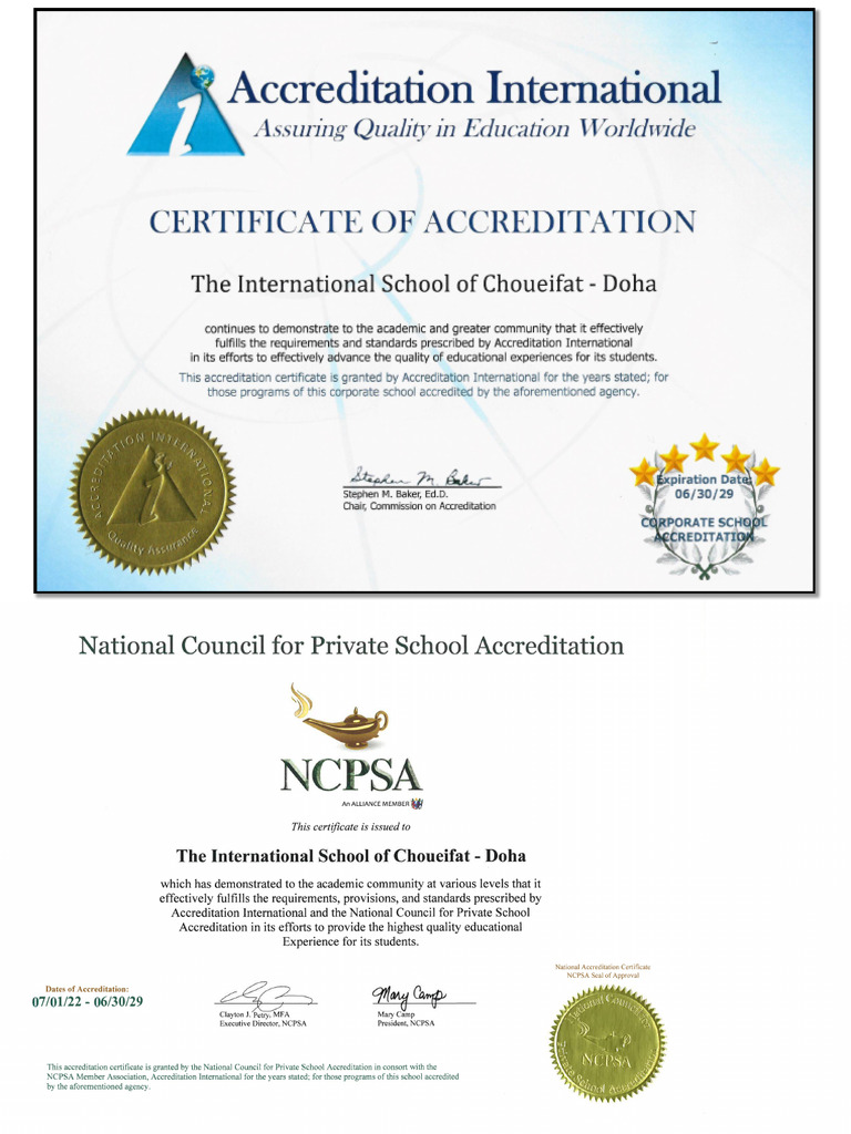 Accreditation Certificates | PDF