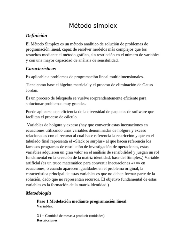 Método simplex | PDF | Programación lineal | Ecuaciones