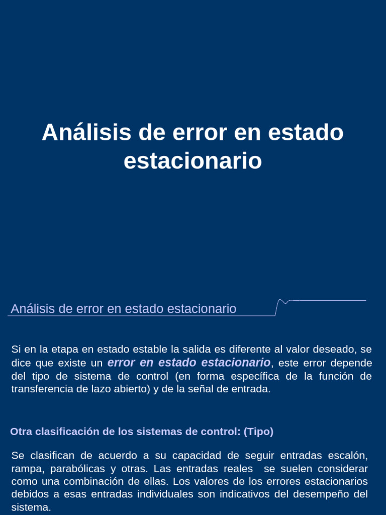 Error Estacionario - Clase | PDF | Sistema de control | Matemáticas Aplicadas