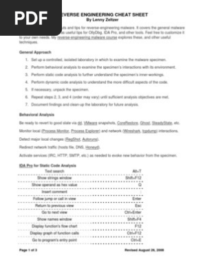 X86 Win32 Reverse Engineering Cheat Sheet PDF Tools | Didier Stevens