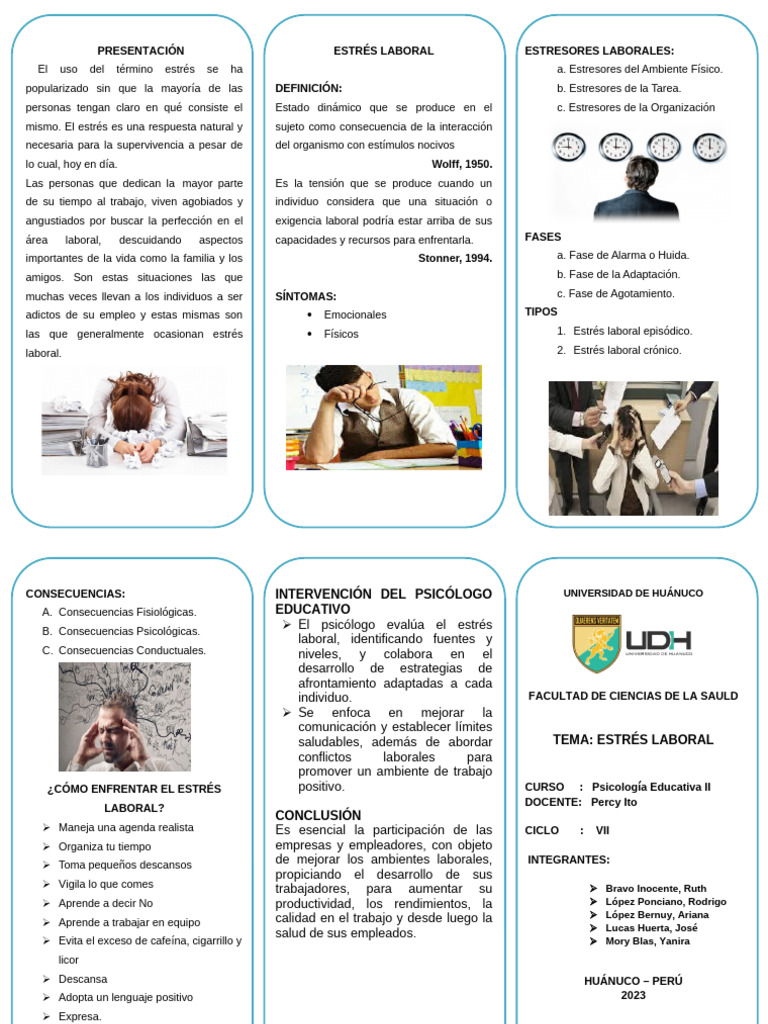 318520806 Estres Laboral Triptico Docx | PDF | Estrés (biología) | Sicología