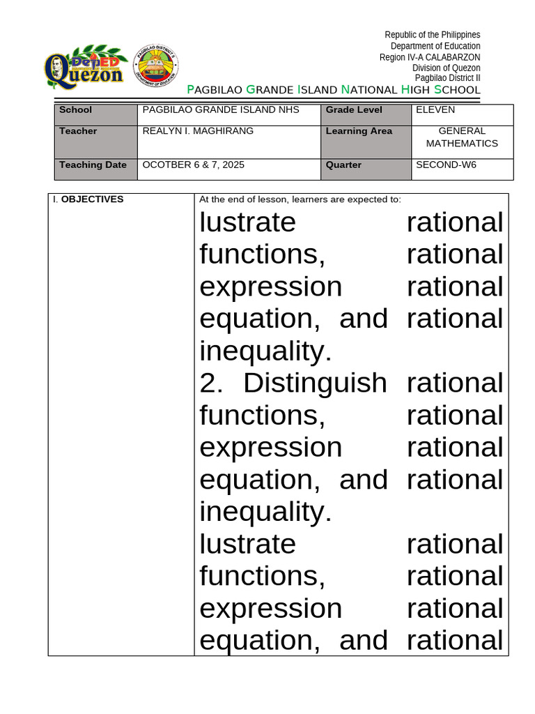 Lesson Plan Day 3 Week 1 | PDF | Function (Mathematics) | Interest
