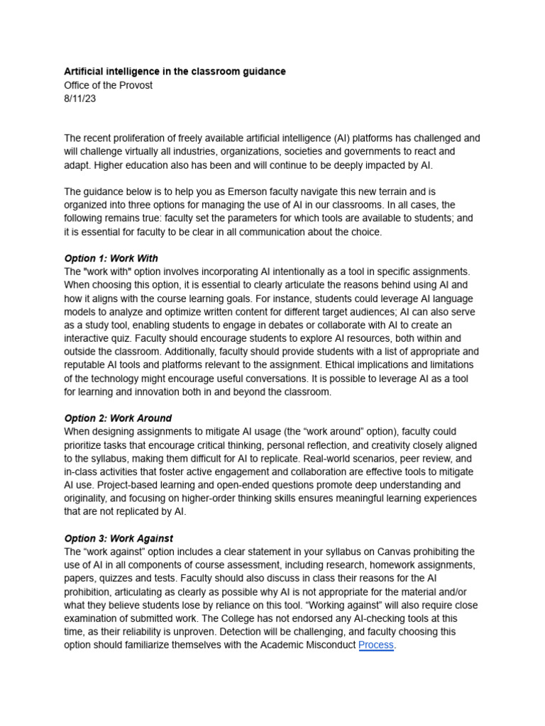 AI Guidance for Classroom Use | PDF | Artificial Intelligence ...
