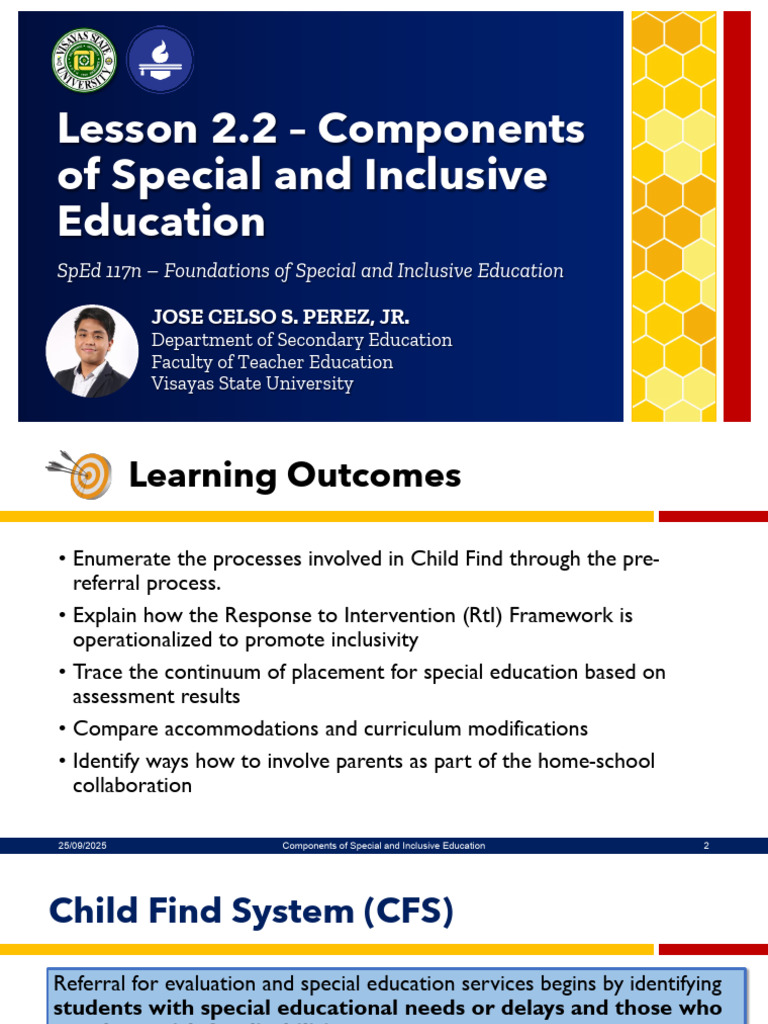 Lesson 2.2 Components of Special and Inclusive Education New Version ...