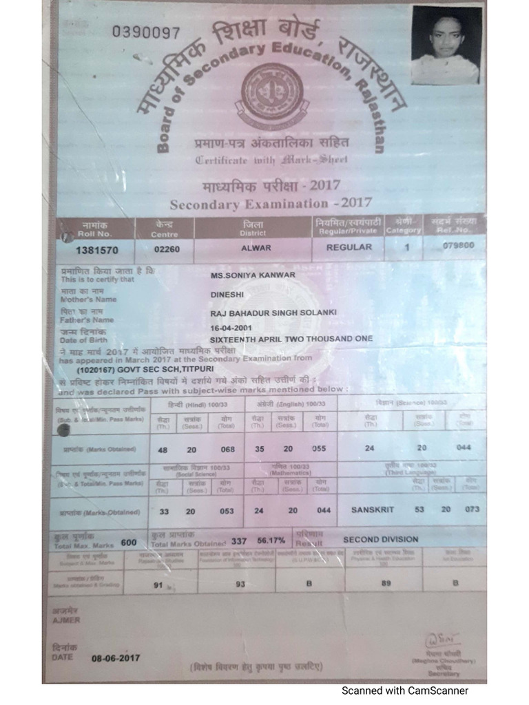 10 TH Mark Sheet | PDF
