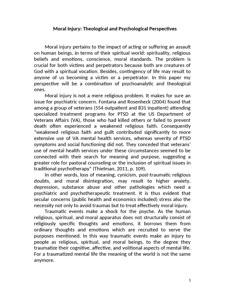 Moral Injury | PDF | Forgiveness | Psychological Trauma