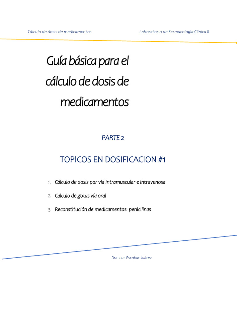 Cálculo de Dosis de Medicamentos IV e IM | PDF | Medicamentos con ...