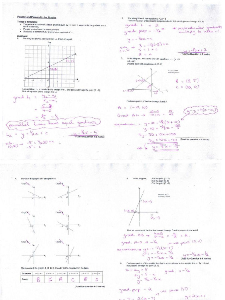 Parallel and Perpendicular Lines-Answers (1) | PDF