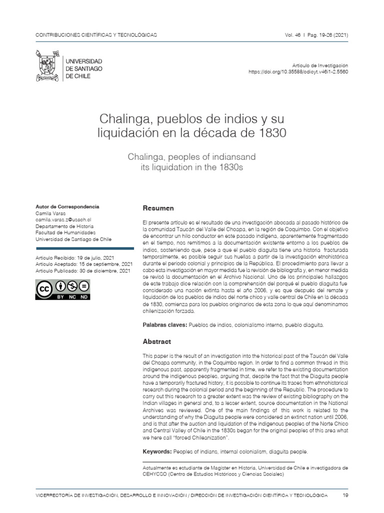 Chalinga Liquidacion Pueblo de Indios 1830 Camila Varas | PDF | Chile ...
