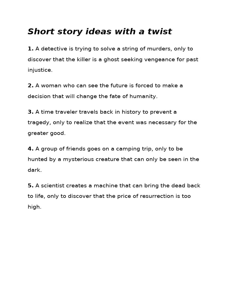 Unique Short Story Ideas with Twists | PDF