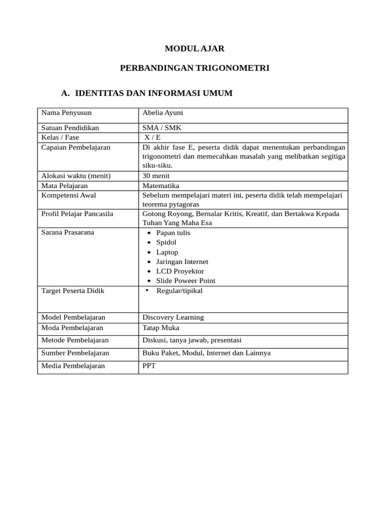 Modul Ajar-Trigonometri | PDF
