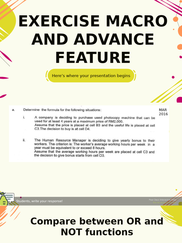 Exercise Macro and Advance Feature PEARDECK | PDF | Microsoft Excel ...