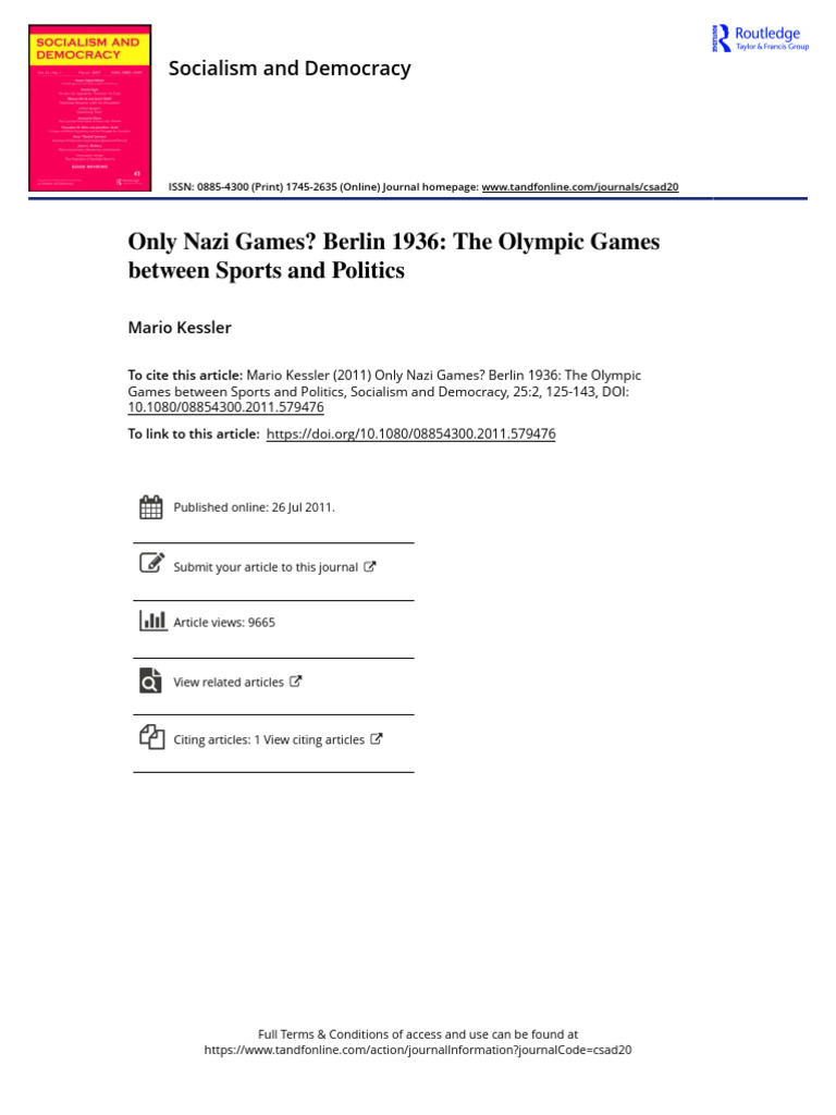 Nazi Influence on 1936 Berlin Olympics | PDF | Olympic Games | Nazism