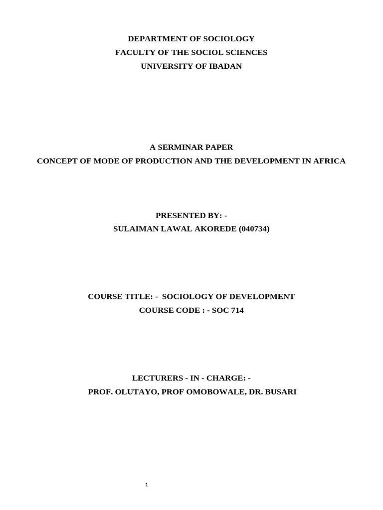 Modes of Production and African Development | PDF | Capitalism | Marxism