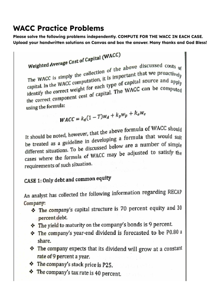 WACC Practice Problems | PDF