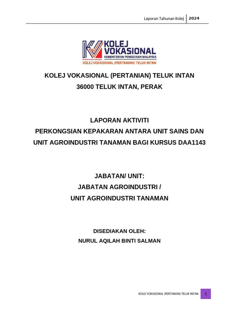 Aktiviti Perkongsian Kepakaran DAA1143 | PDF