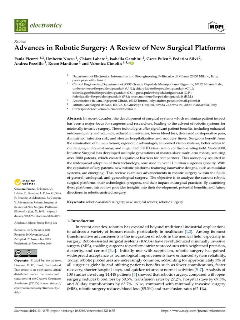 Advances in Robotic Surgery a Review of New Surgic | PDF | Surgery ...