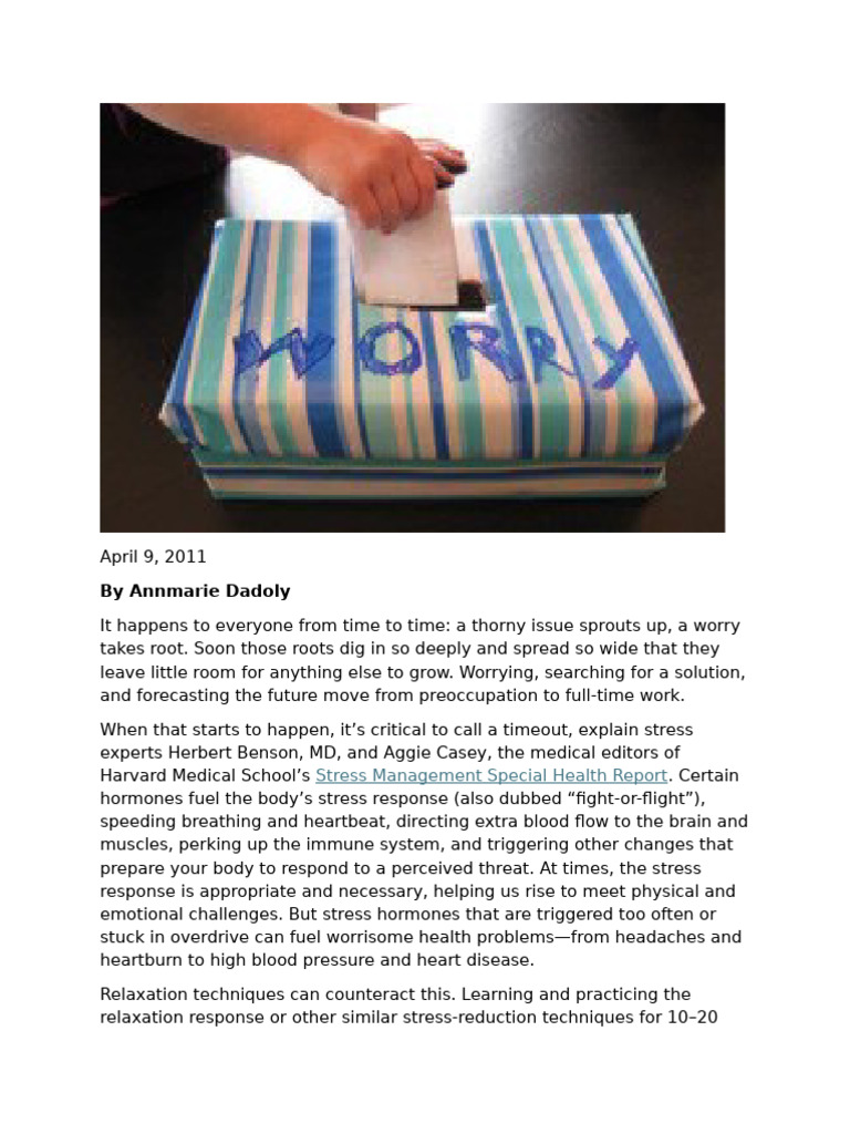 Worry Box | PDF | Relaxation (Psychology) | Emotions