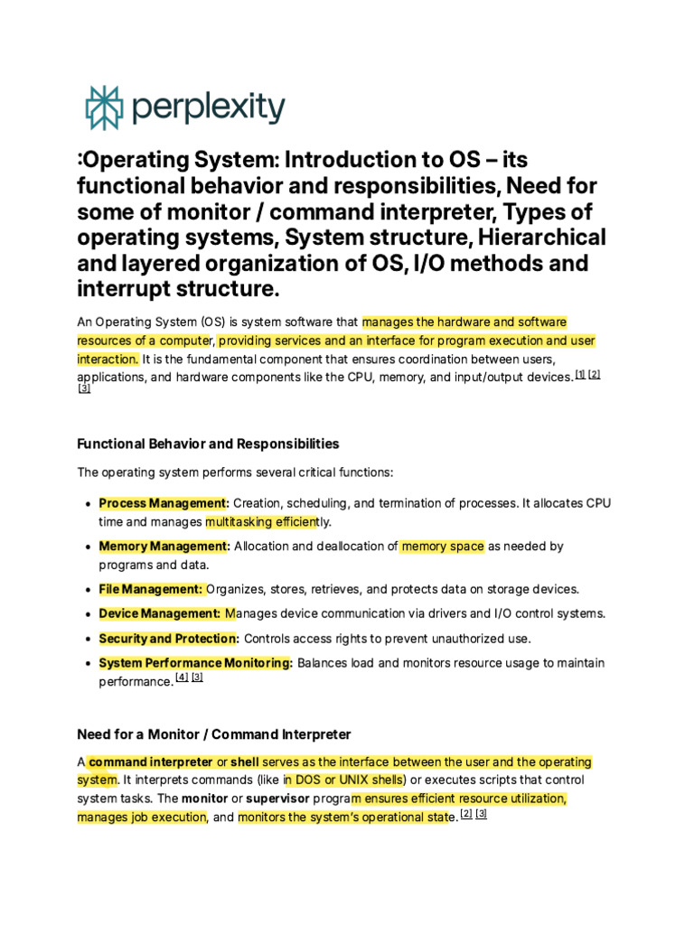 Overview of Operating System Functions | PDF | Operating System ...