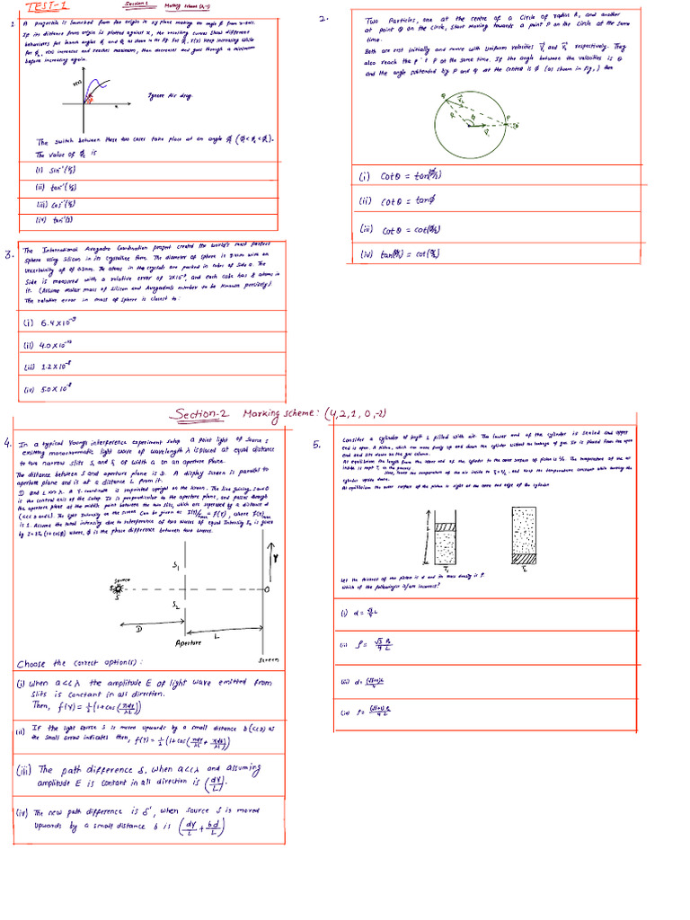 LOU Physics Sheet 1 | PDF