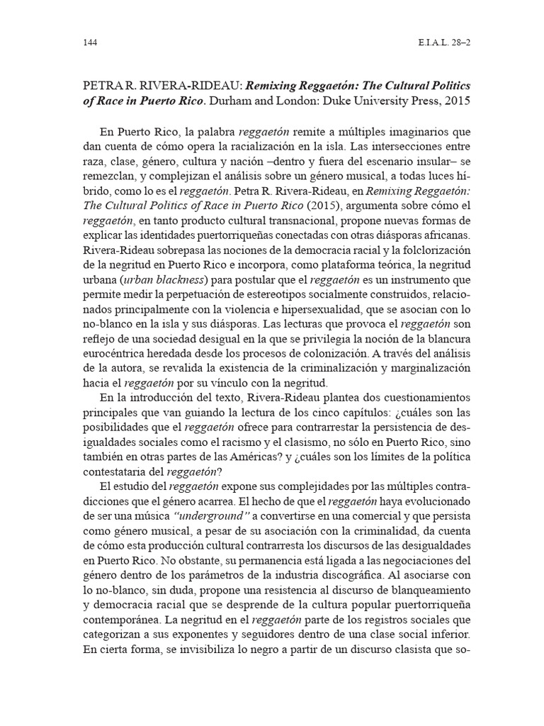Reggaetón y Raza en Puerto Rico: Análisis Cultural | PDF | Puerto Rico