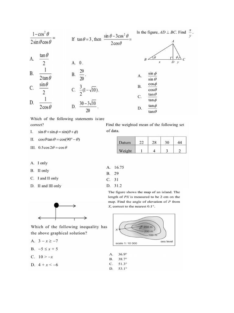 Form 3 1st Math Quiz | PDF