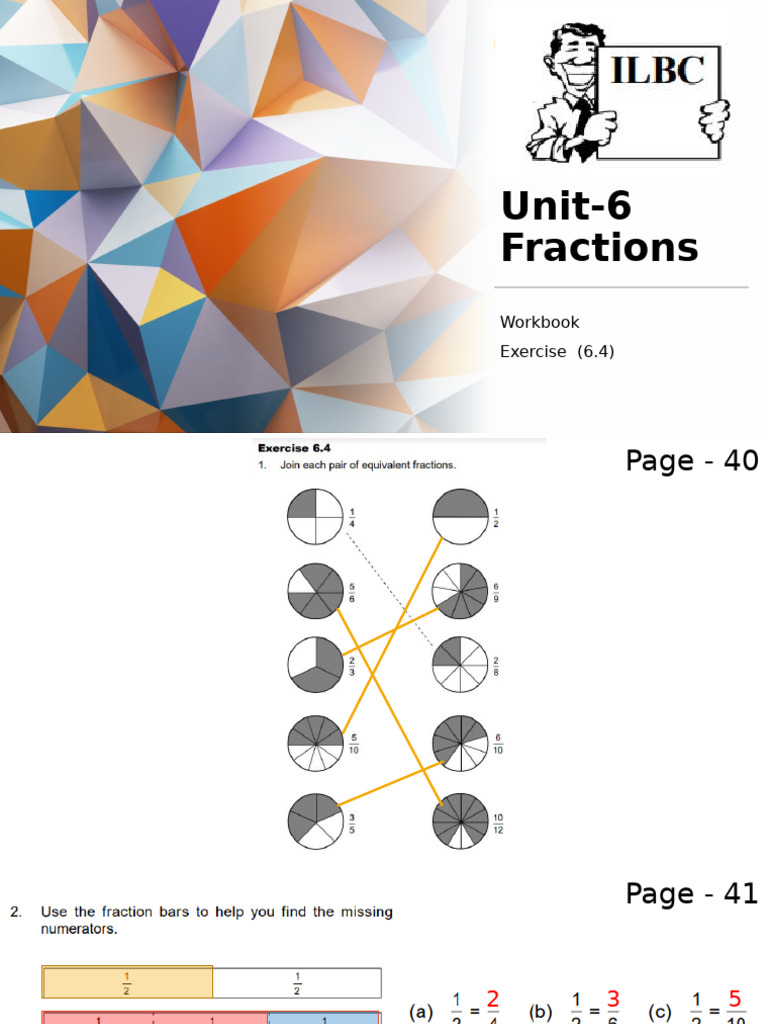 Fractions Workbook Exercises Unit 6 | PDF