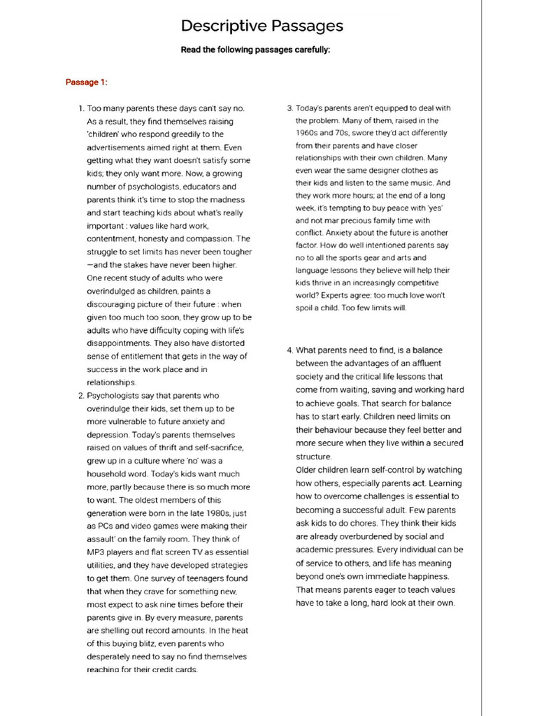 Descriptive Passage | PDF