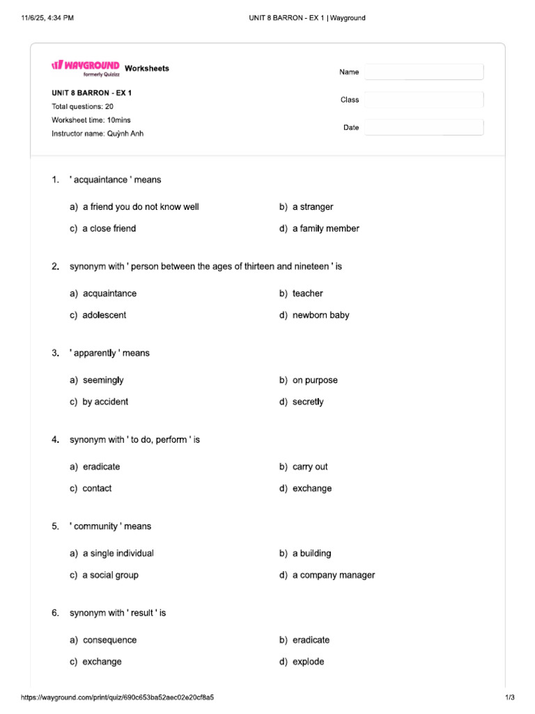 U8 Ex 1 | PDF