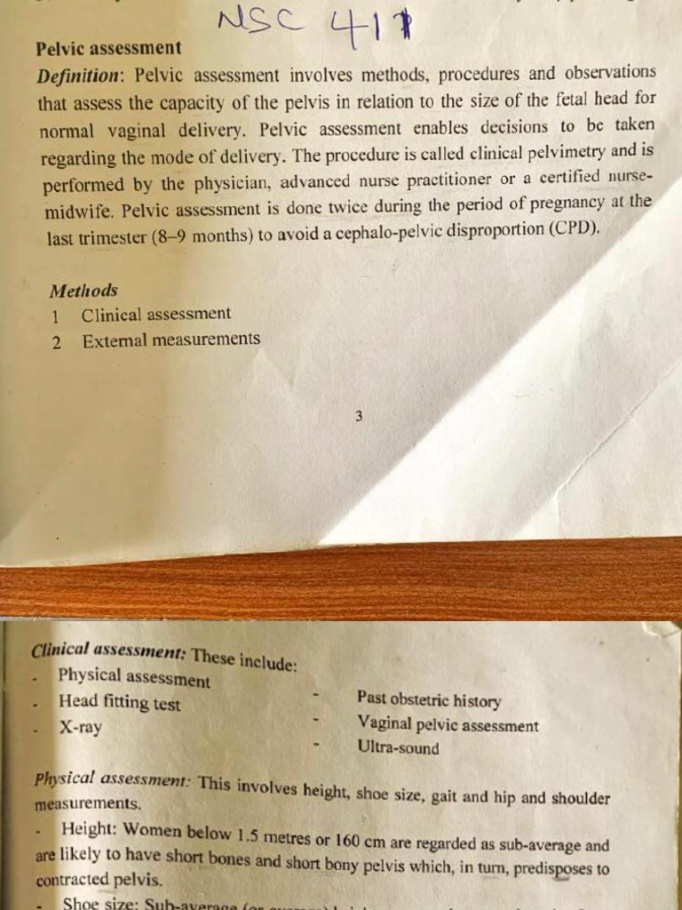 NSC 411 (Pelvic Assessment) | PDF | Pelvis | Childbirth