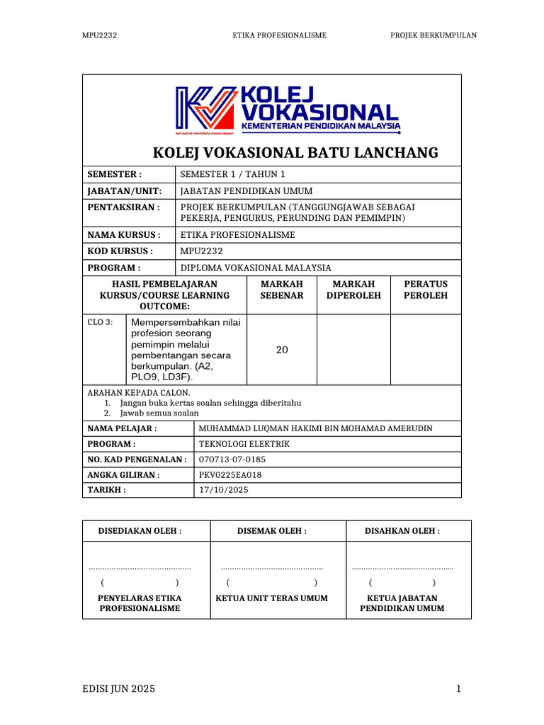 Ep2025 - Projek Berkumpulan Luqman | PDF