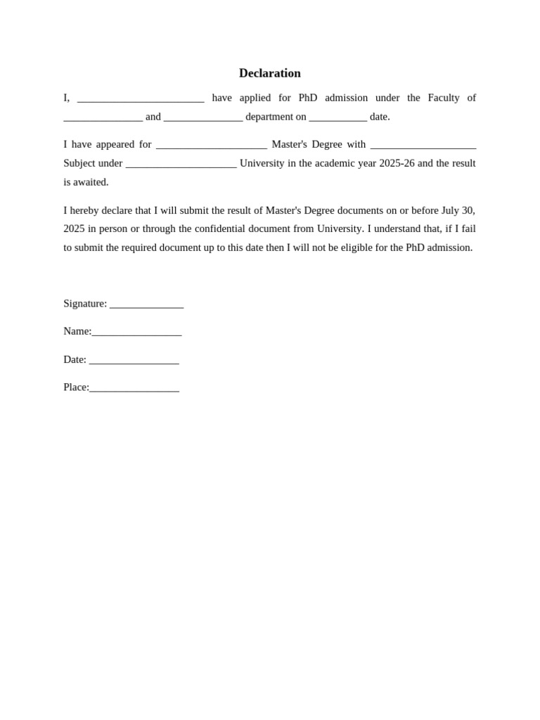 Declaration Form 2 | PDF