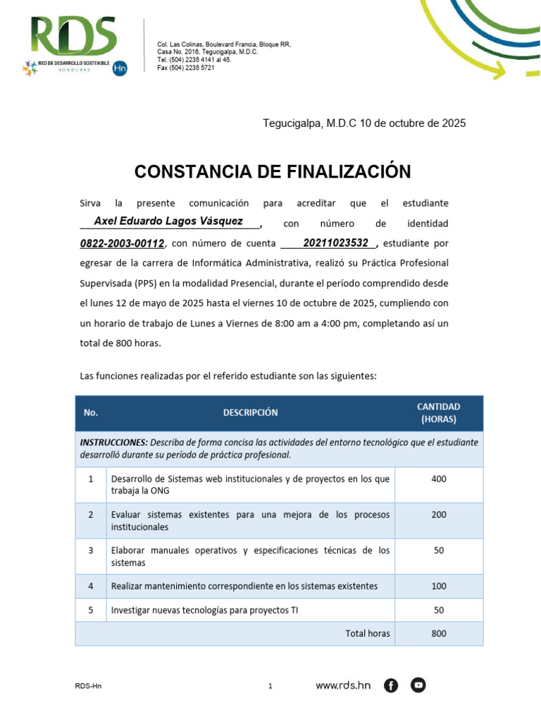 Carta de Finalización Axel Lagos | PDF | Informática